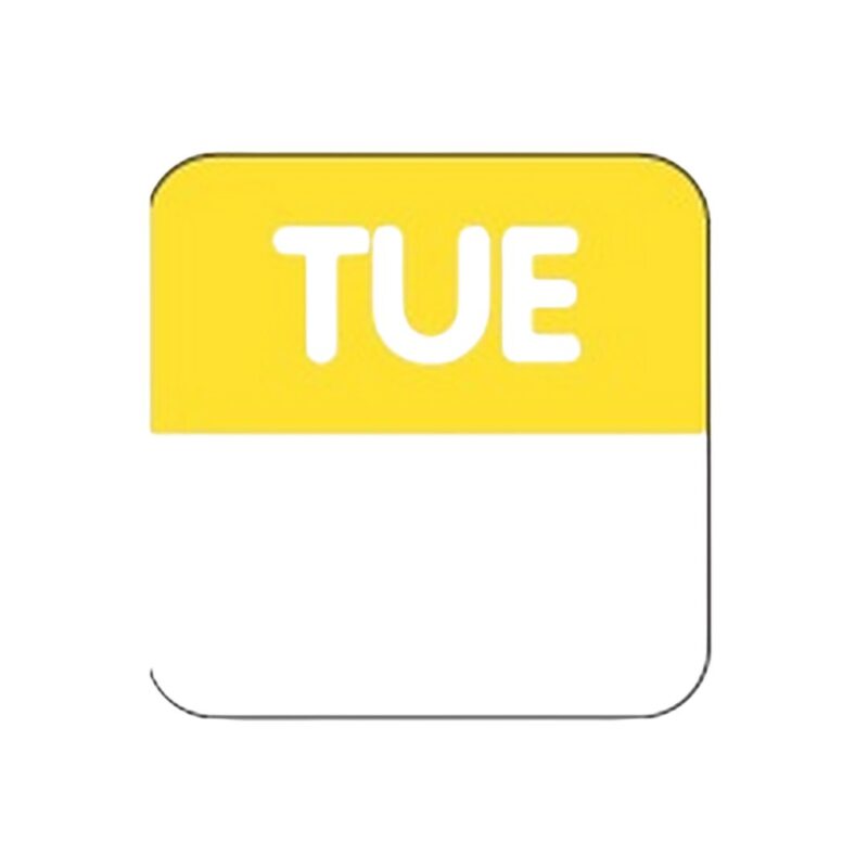 Removable Labels | Tuesday | 24mm Square | 1000pcs | Chem-Pack