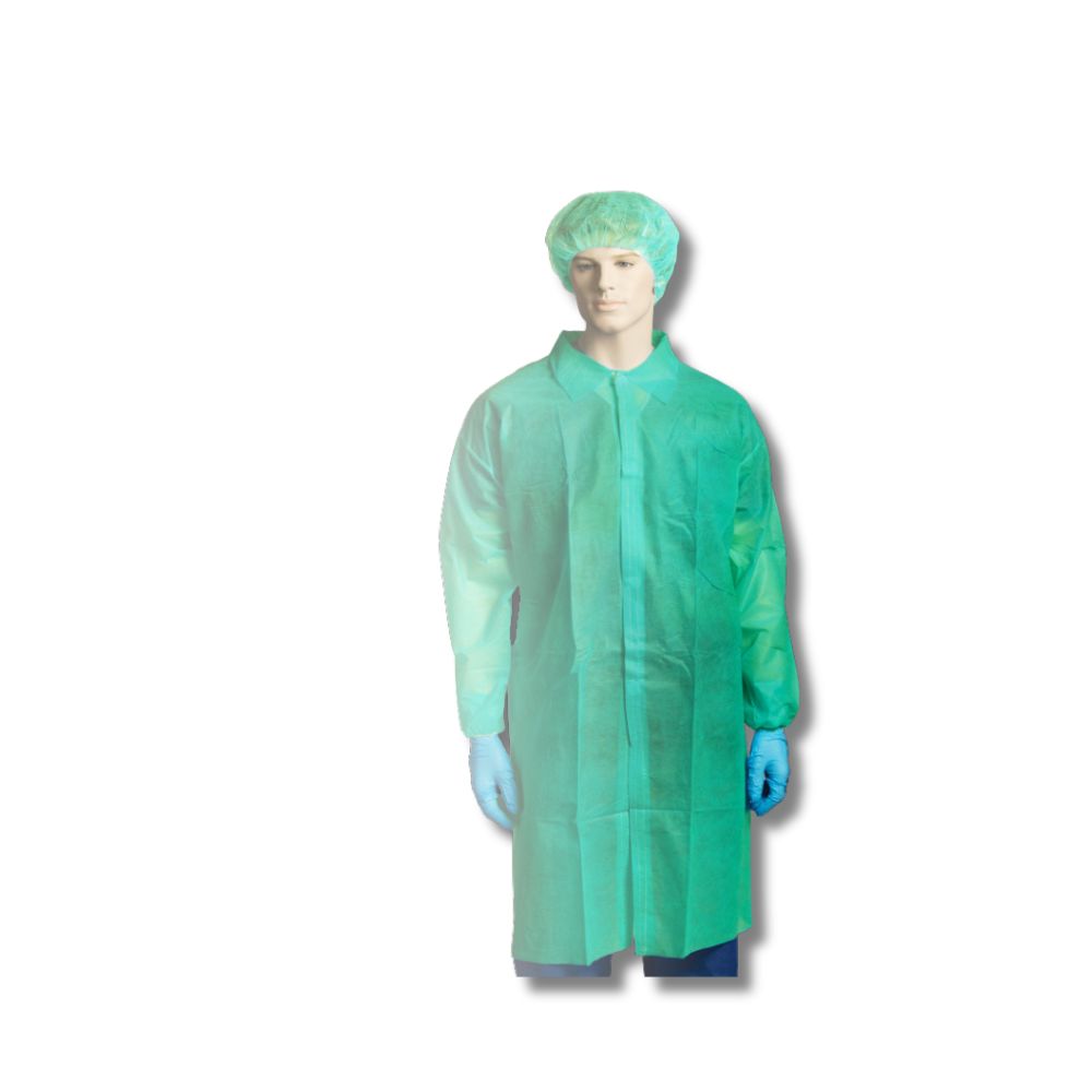 Lab Coat | Polyprop No Pocket | Green | 100pcs | Chem-Pack