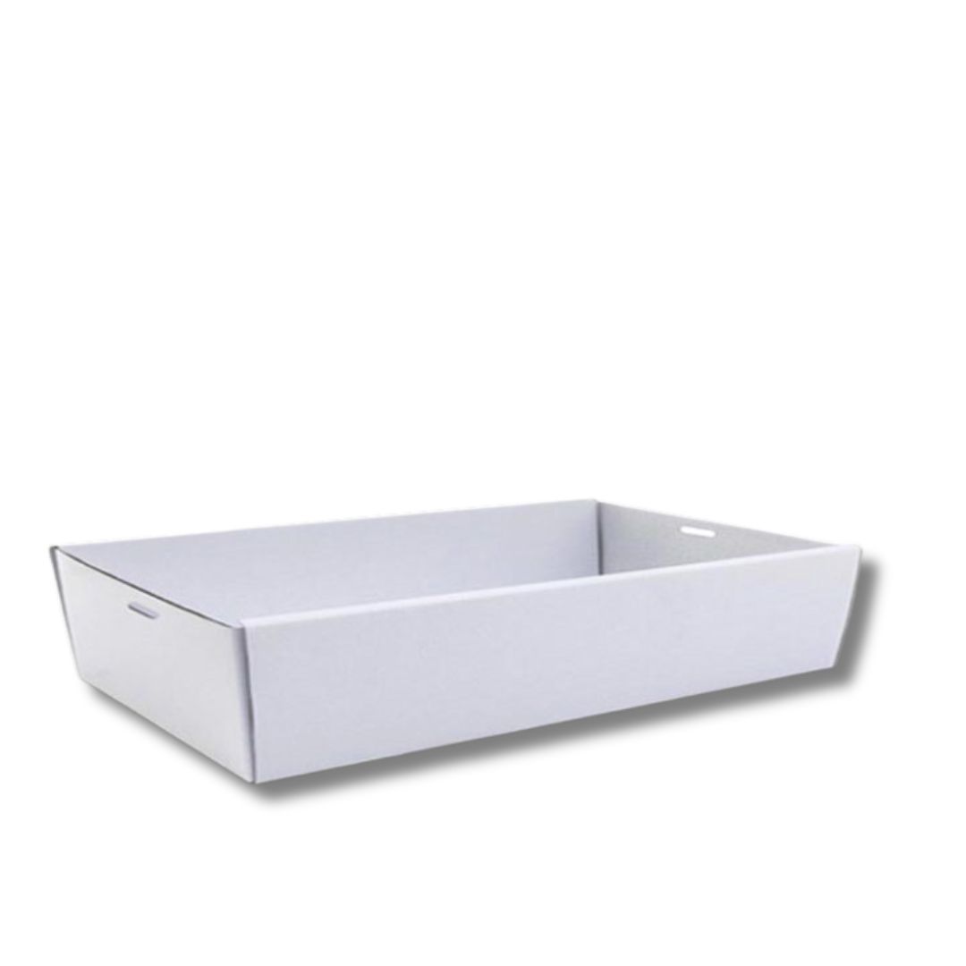 Rectangle Catering Tray | White Corrugated | Large | 50pcs | Chem-Pack
