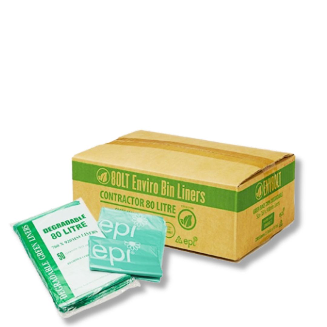 Garbage Bags | EPI Degradable HDPE | Green | 80L | 250pcs | Chem-Pack