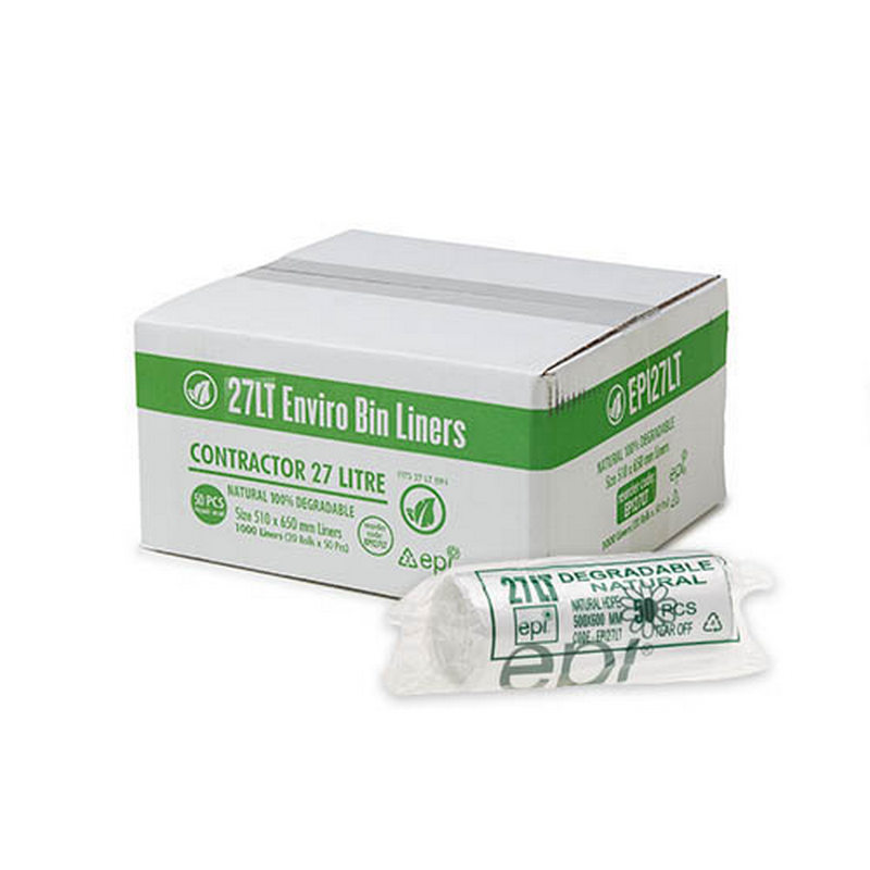 Garbage Bags | EPI Degradable HDPE | Clear | 27L | 1000pcs | Chem-Pack