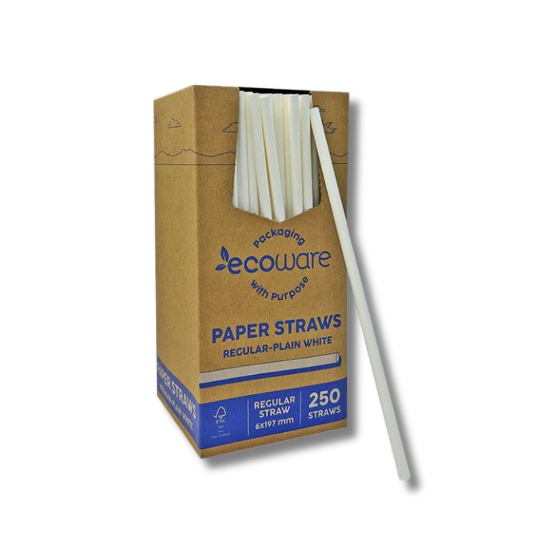 Paper Straws | White | Regular | 2500pcs | Chem-Pack